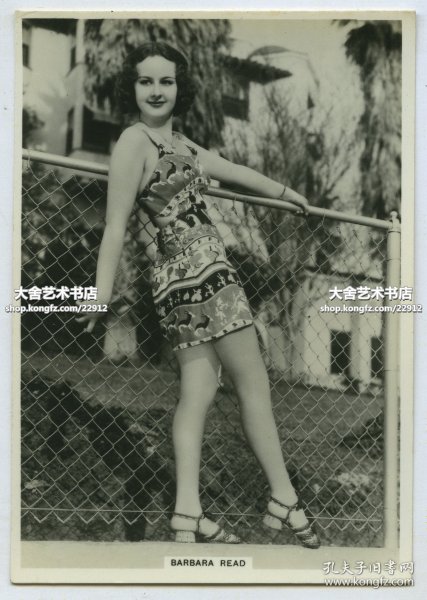 民国同期好莱坞女影星女演员 Barbara Read 芭芭拉·瑞德，老照片一张。主要作品《Coroner Creek》、《谢幕》、《明日之歌 ...