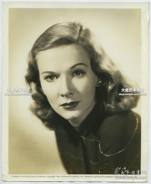 1943年代美国女明星女影星Juno Vincent 朱诺·文森特黑白肖像银盐老照片一张，25.3X20.8厘米。泛银_未知_孔夫子旧书网