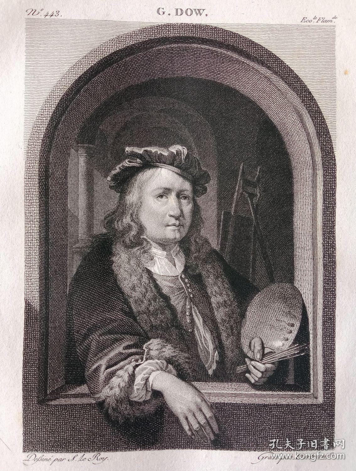 【图】1814年铜版画《画家工作室与自画像》（LE PORTRAIT DE G.DOW）-- 出自17世纪荷兰黄金时代著名风俗画家，杰拉德·德 ...