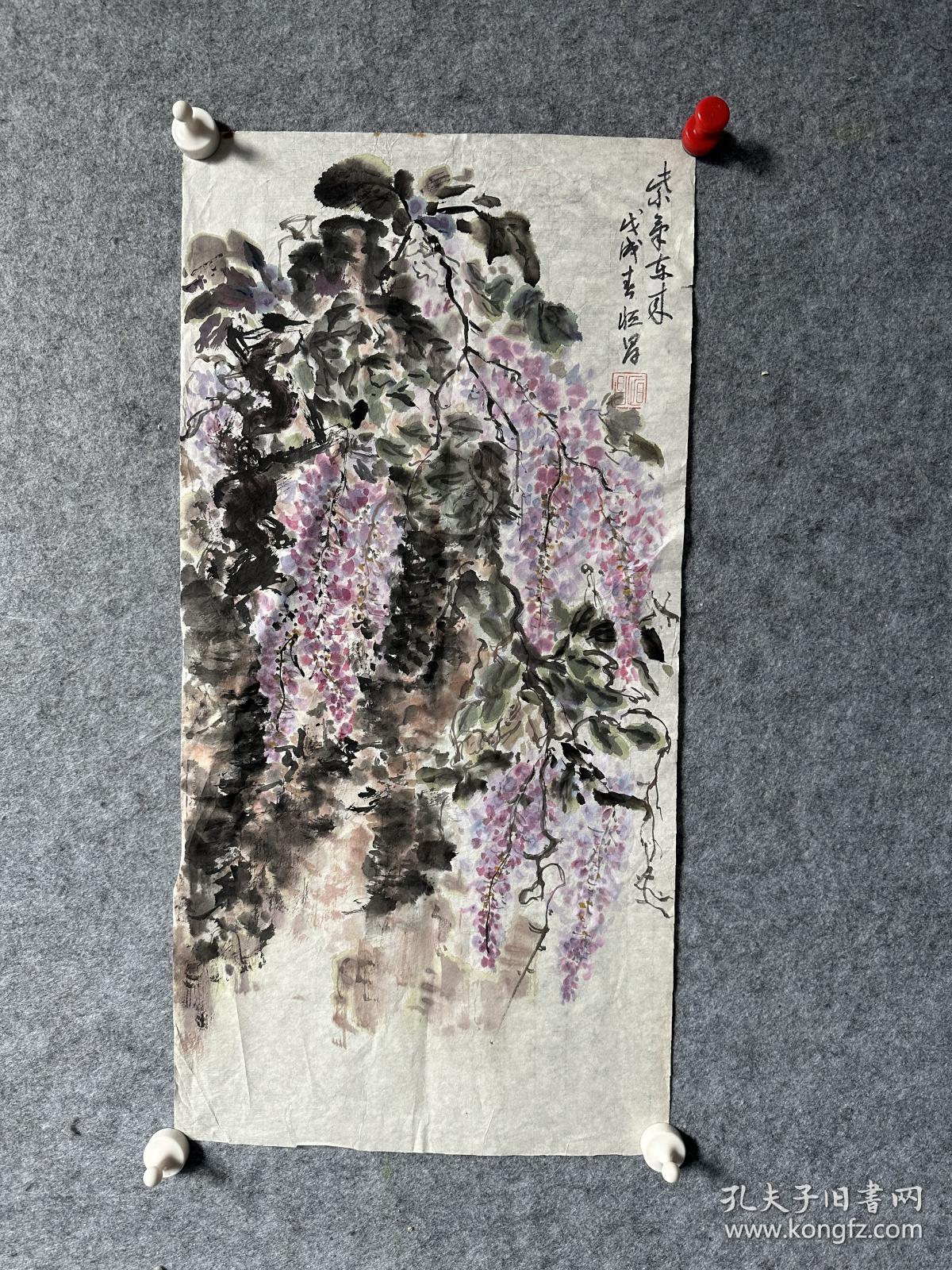 【图】98 国画 34*69cm 品如图（章款不识，请自鉴，谨慎出价）,拍品信息,网上拍卖,拍卖图片,拍卖网,拍卖网站