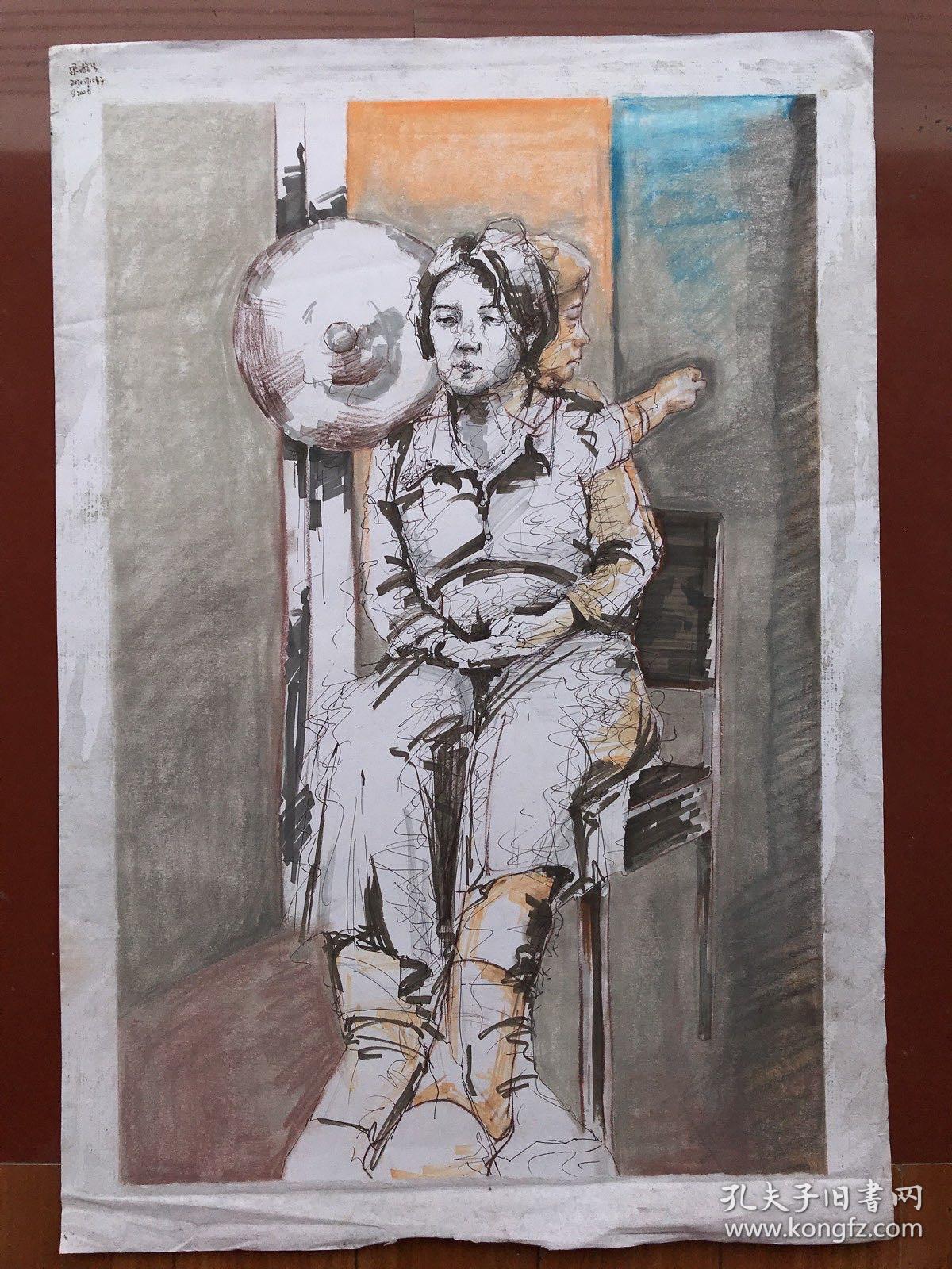 【图】多种笔和颜料画，2开大,拍品信息,网上拍卖,拍卖图片,拍卖网,拍卖网站